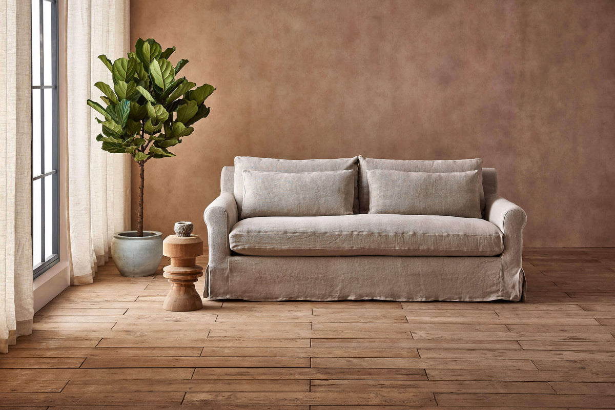 Linen slipcover sofa store